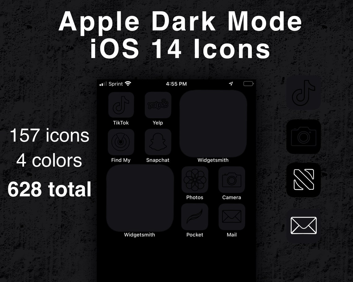Apple Dark Mode iOs 14 iPhone Icons | Etsy