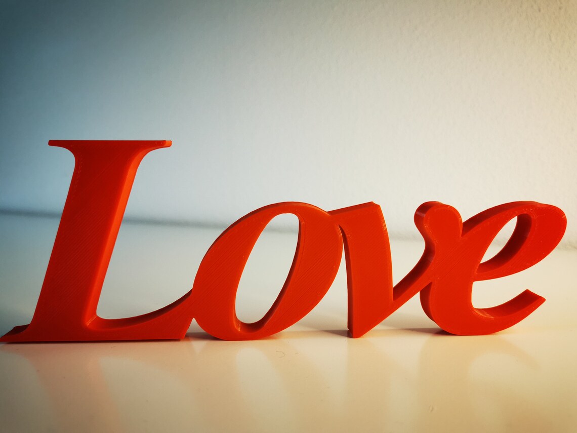 Love Word Sign Abstract Modern Design Red 3D Printed - Etsy