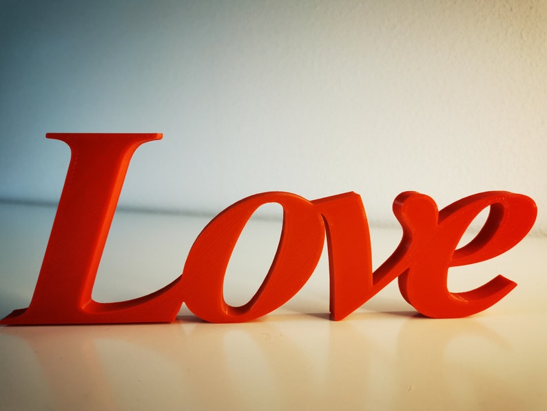 Love Word Sign Abstract Modern Design Red 3D Printed - Etsy
