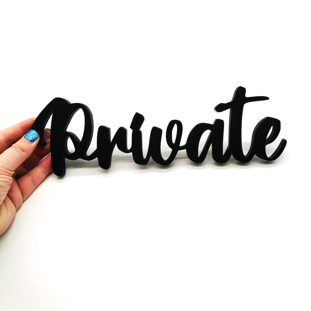 3D Private Lettering - Black Cursive Wall Decor for Doors, Offices ...