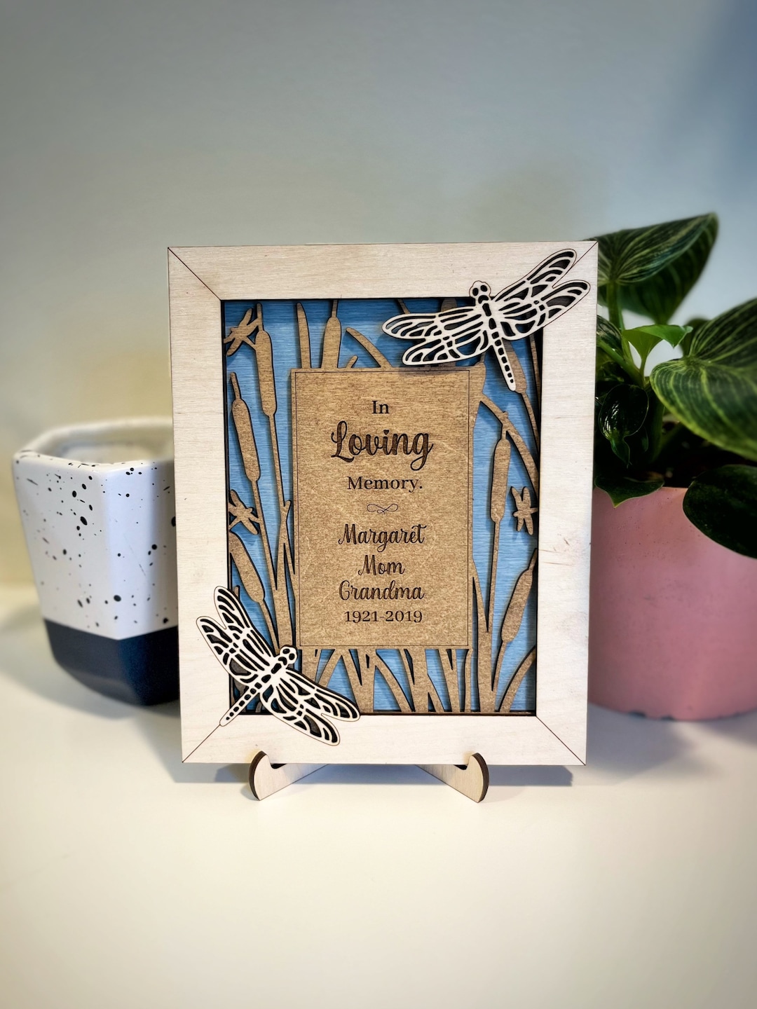 Dragonfly Memorial Plaque, Personalized Engraved Wooden Layered ...