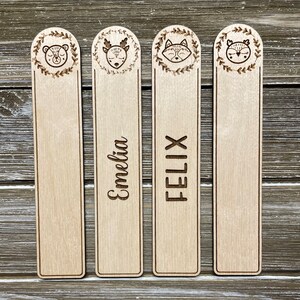 Personalized Name Kids Bookmarks, Wooden Bookmarks, Animal Bookmarks ...