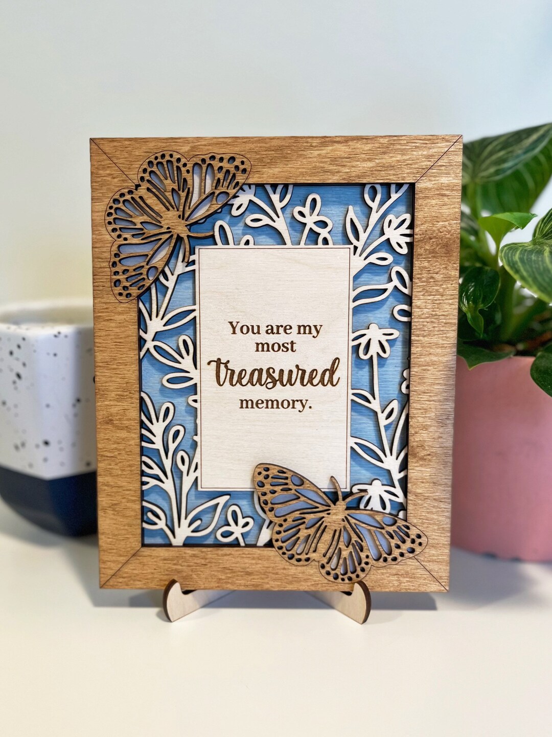 Butterly Memorial Plaque, Personalized Engraved Wooden Memorial Display ...