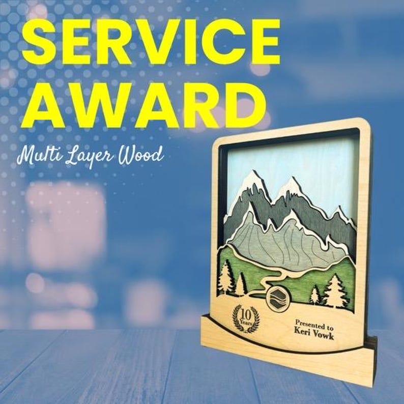 Multi Layered Wooden Engraved Service Award for Employees, Customized ...