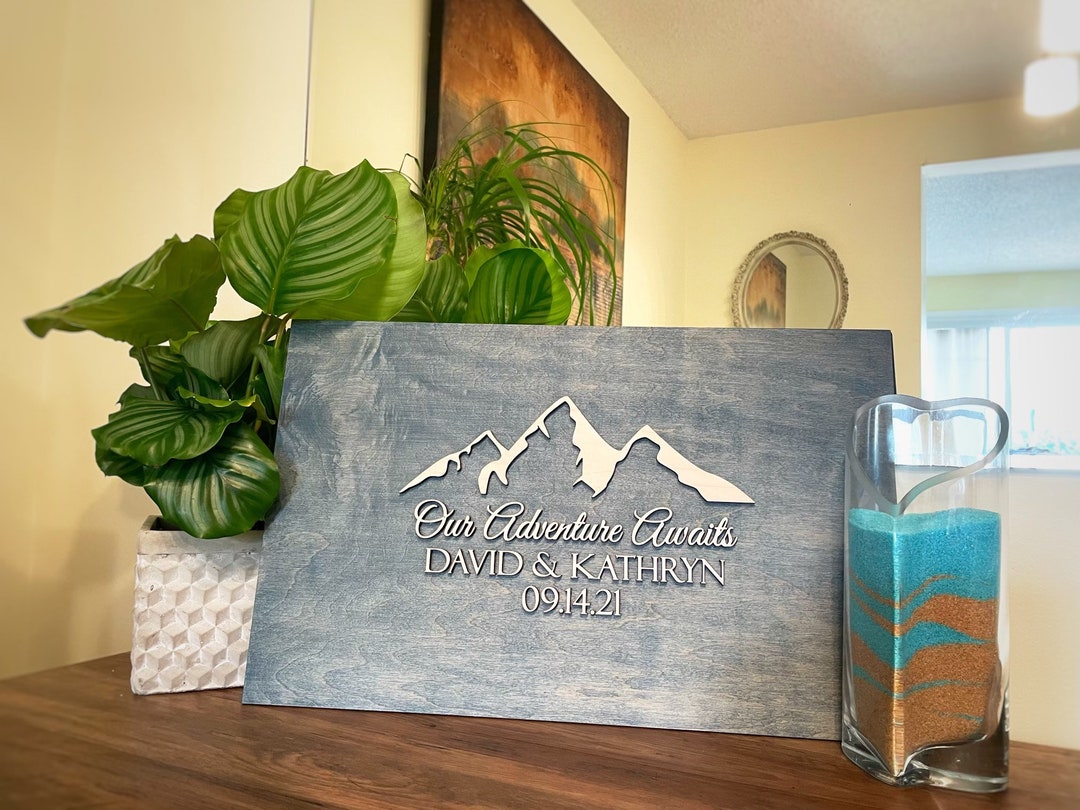 12x20 Wooden Personalized Guest Signing Board, Rustic Mountain ...