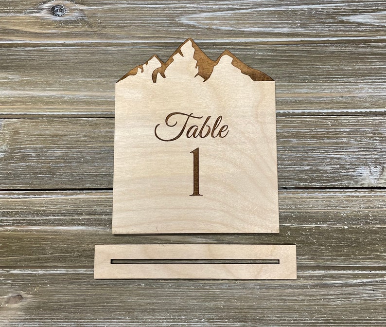 Mountain Wedding Wooden Table Numbers, Engraved Table Numbers, Unique ...