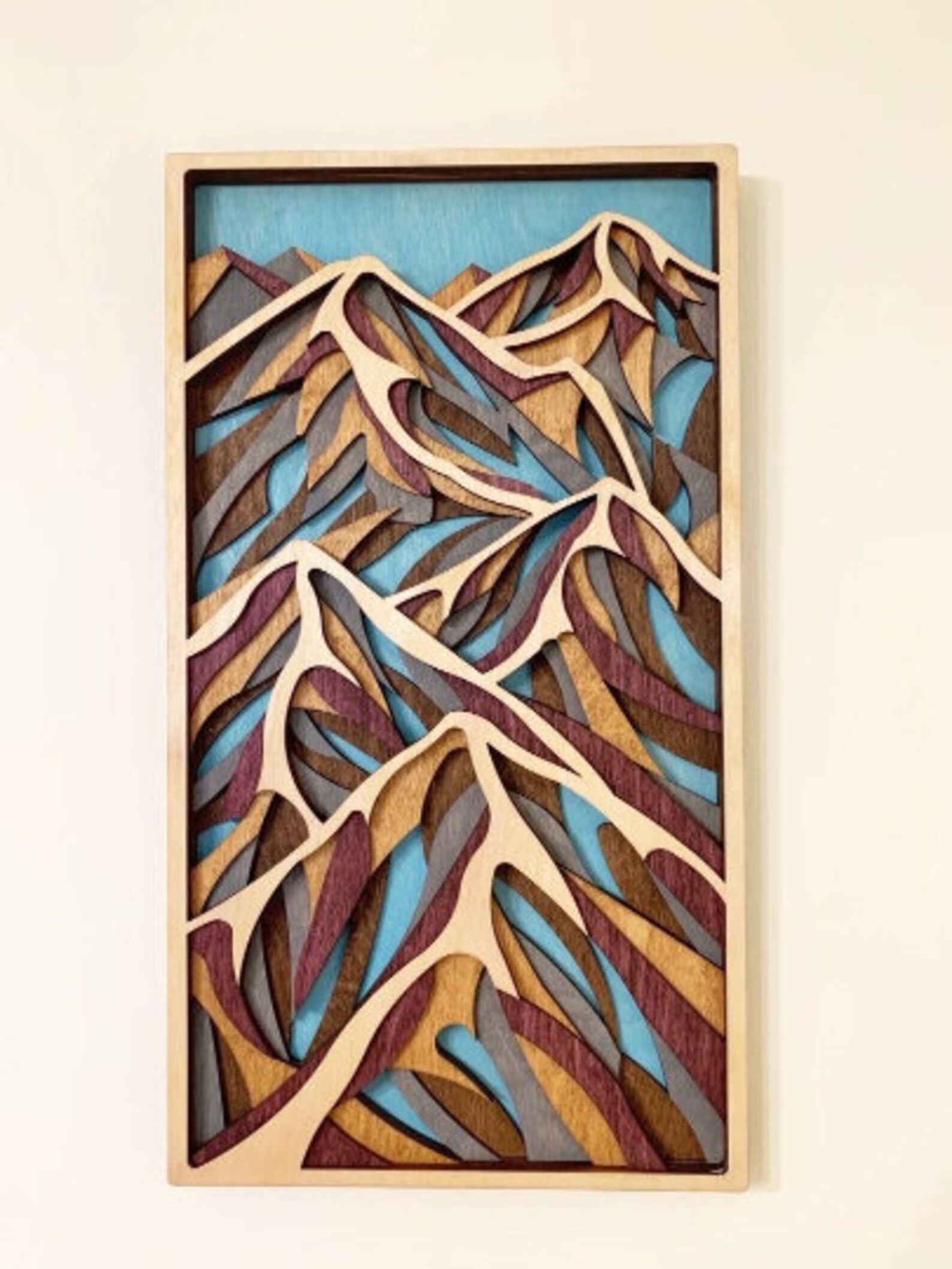 13x24, 15x24 - 6 Layered Vertical Wooden Mountain Wall Art - Etsy