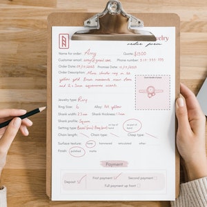 Printable Jewelry Order Form Template for Custom Commissions, Digital ...