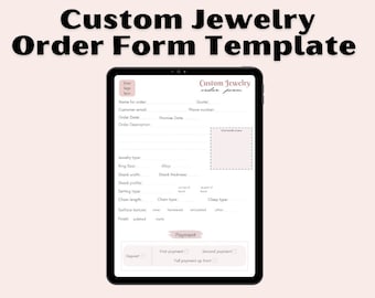 Order Form Template for Custom Jewelry Business - Etsy