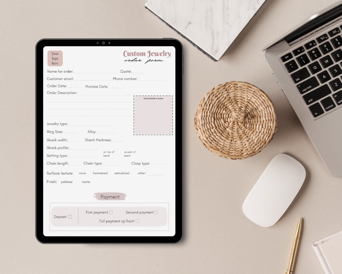 Printable Jewelry Order Form Template for Custom Commissions, Digital ...