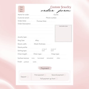 Order Form Template for Custom Jewelry Business - Etsy