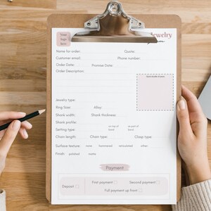 Order Form Template for Custom Jewelry Business - Etsy