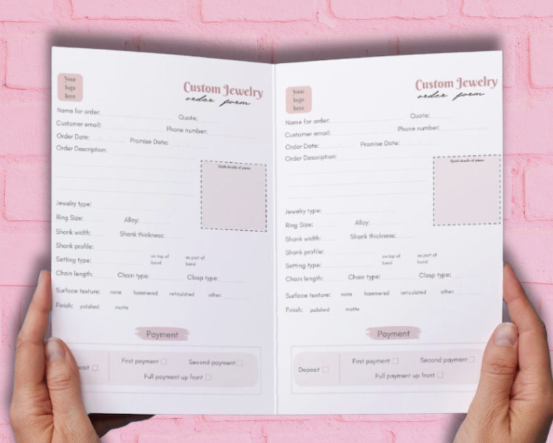 Printable Jewelry Order Form Template for Custom Commissions, Digital ...