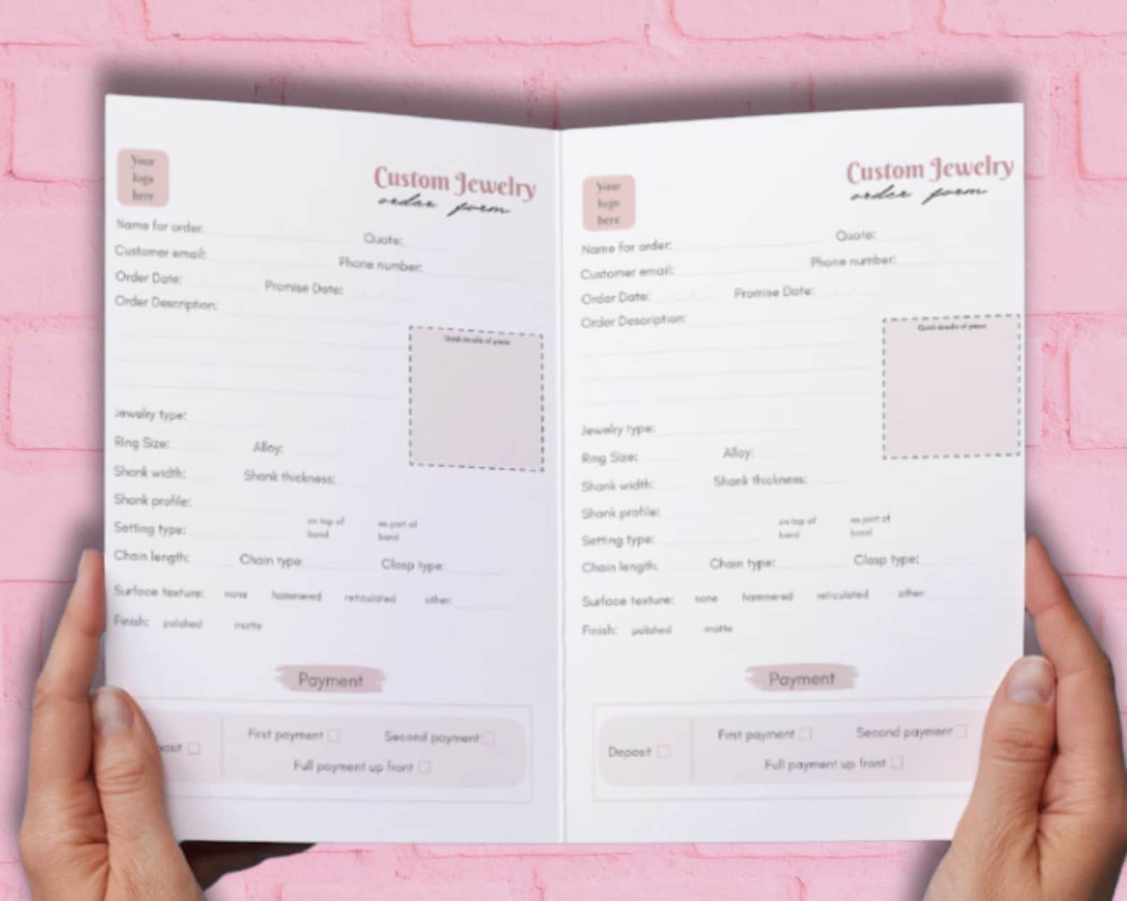 Printable Jewelry Order Form Template for Custom Commissions, Digital ...