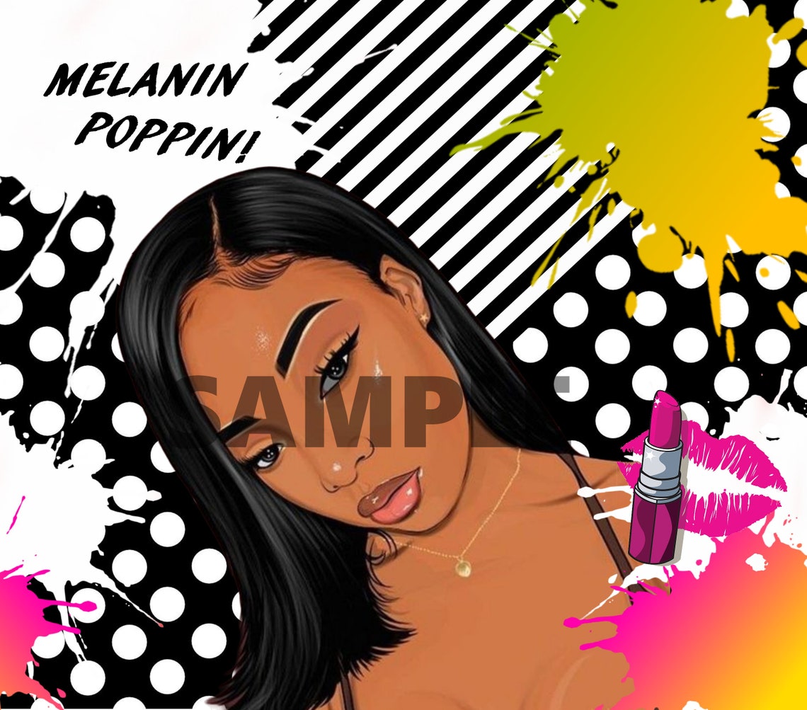 Melanin Girl Poppin' Tumbler Wrap PNG Sublimation Designs - Etsy