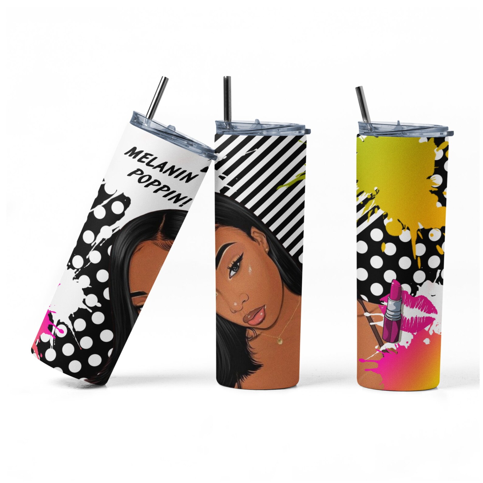 Melanin Girl Poppin' Tumbler Wrap PNG Sublimation Designs - Etsy