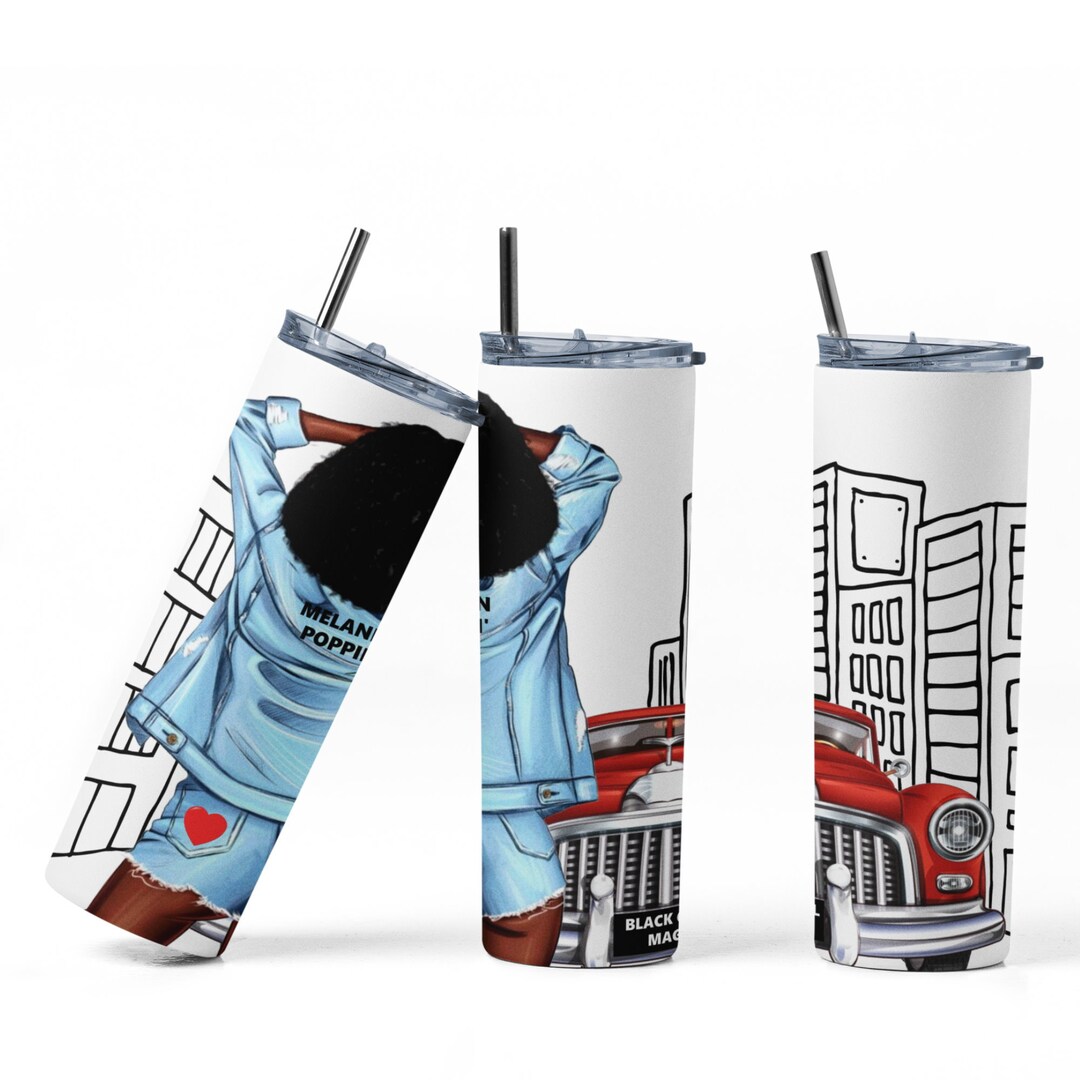 Melanin Poppin Girl Tumbler Wrap, Melanin Popping PNG Sublimation ...