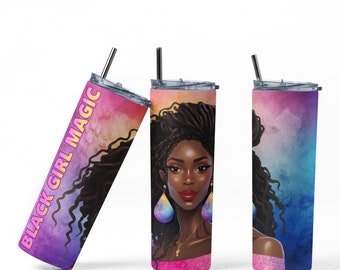 Melanin Girl Poppin' Tumbler Wrap PNG Sublimation Designs - Etsy