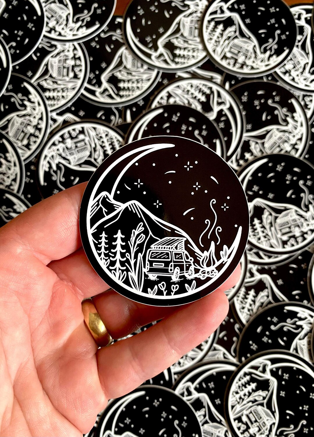 Camper Van Under the Stars Sticker - Etsy