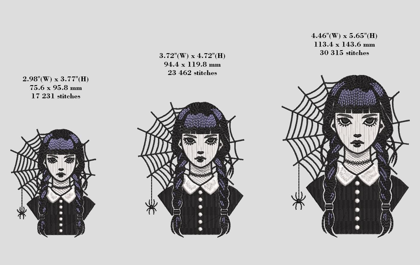 Wednesday Addams Gothic Embroidery Design With Spider Web - Etsy