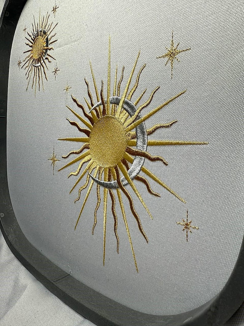 Sun, Moon and Stars Celestial Embroidery Design Cosmic Stitch Pattern ...