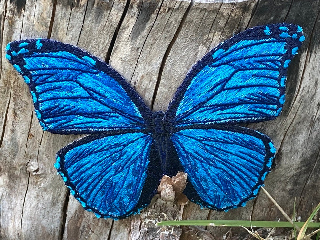 Blue Butterfly Embroidered Iron on Patch - Etsy