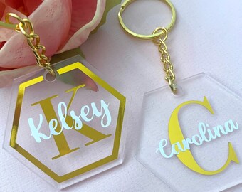 Hexagon Key Chain - Etsy