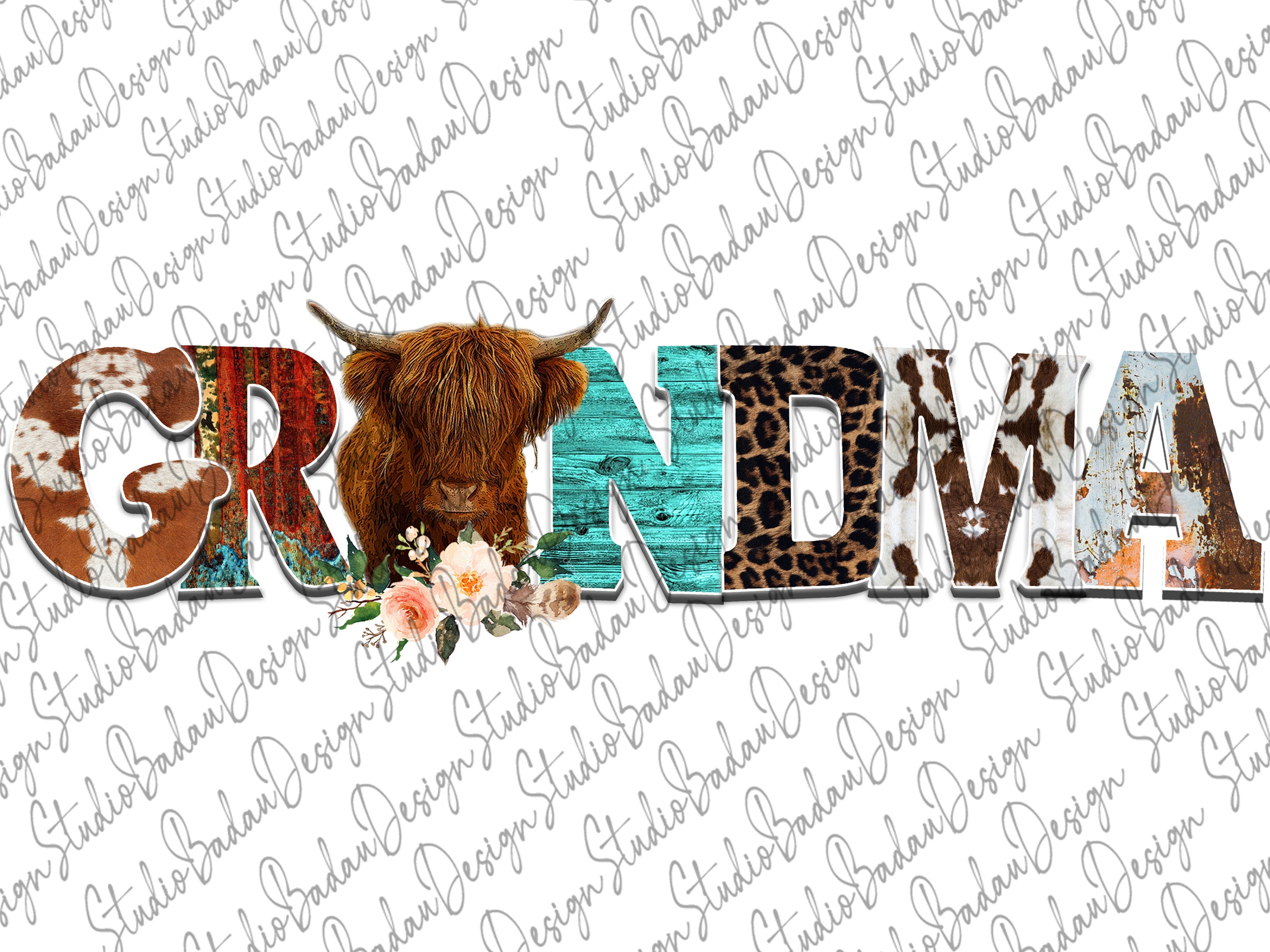 Grandma cow png - Etsy Nederland