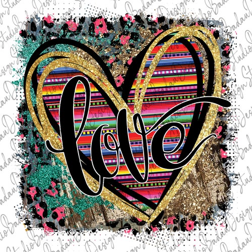Cactus Serape Love Heart Valentine Sublimation Digital Design - Etsy