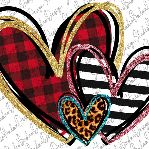 Three Hearts Leopard Valentine's Day PNG - Etsy