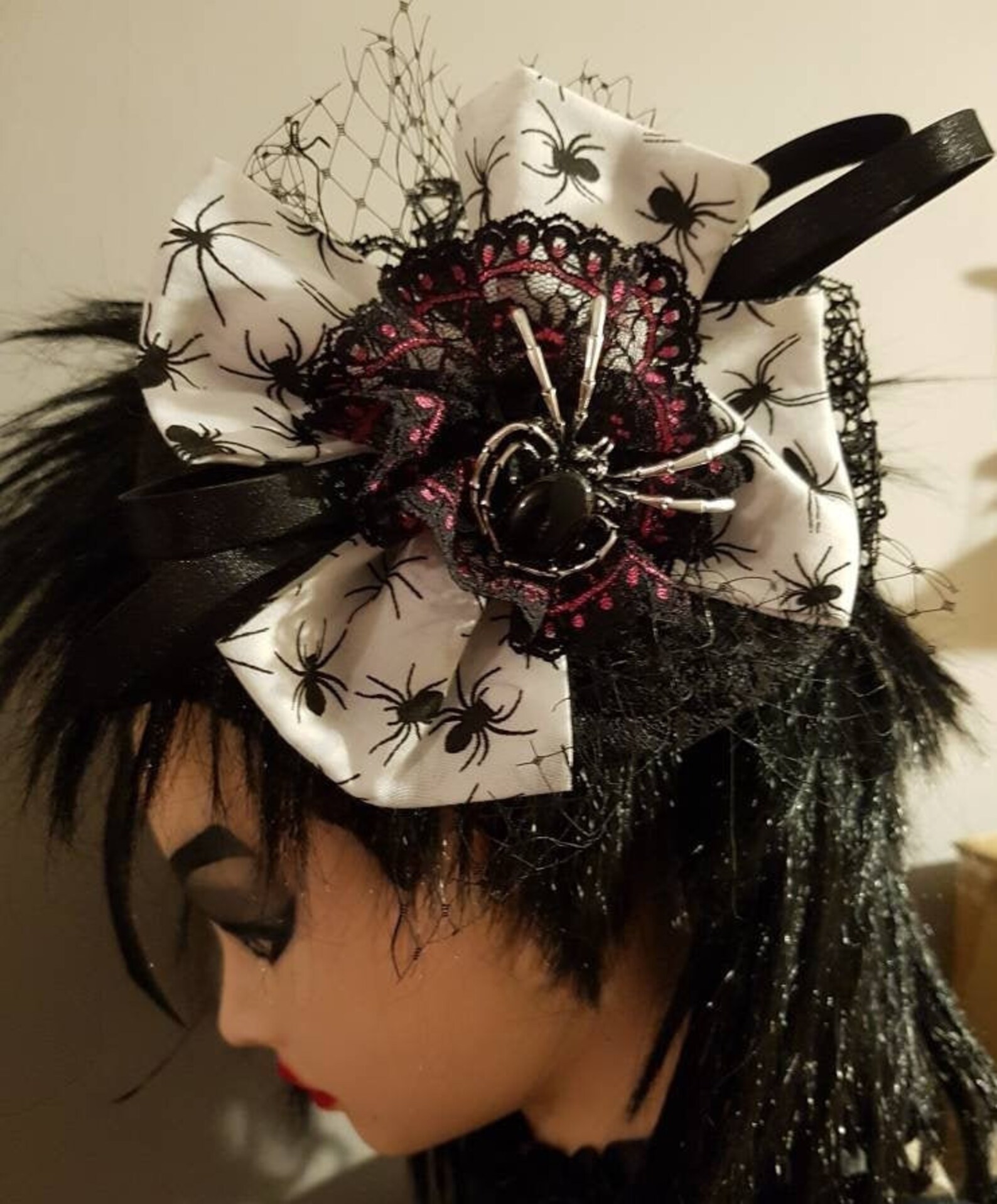 Gothic Fascinator Spider Hair Bow Clip Gothic Hair Accessories | Etsy