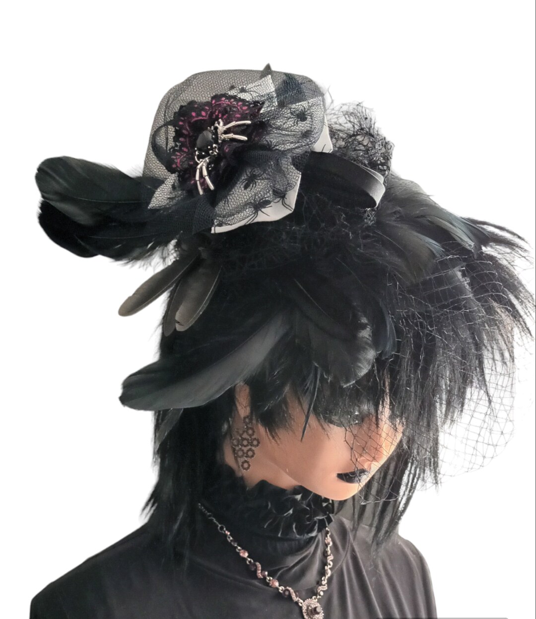 Gothic Fascinator, Alternative Bride Headdress, Headpiece Spider, Black ...