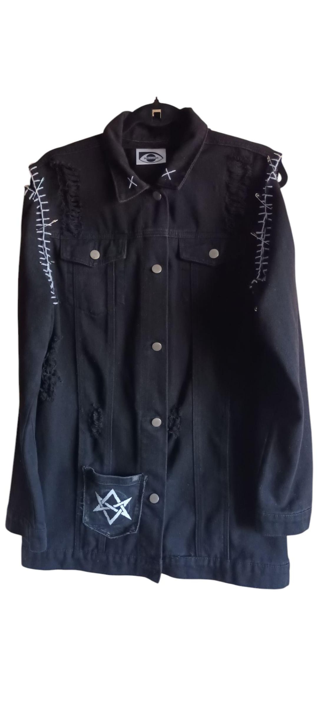 Punk Voodoo Dolly Repurposed Black Jacket Sleeves With Safety Pins Star ...