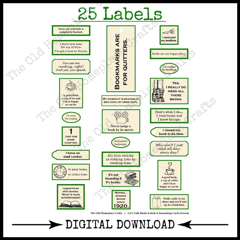 Digital Download: Let's Talk Books Vintage Style Labels and Journaling ...