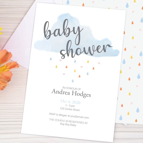 Rain Shower Baby Shower Invitation Editable Shower Invite - Etsy