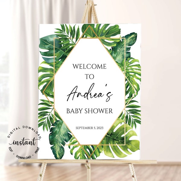 Baby Shower Welcome Sign Tropical - Etsy