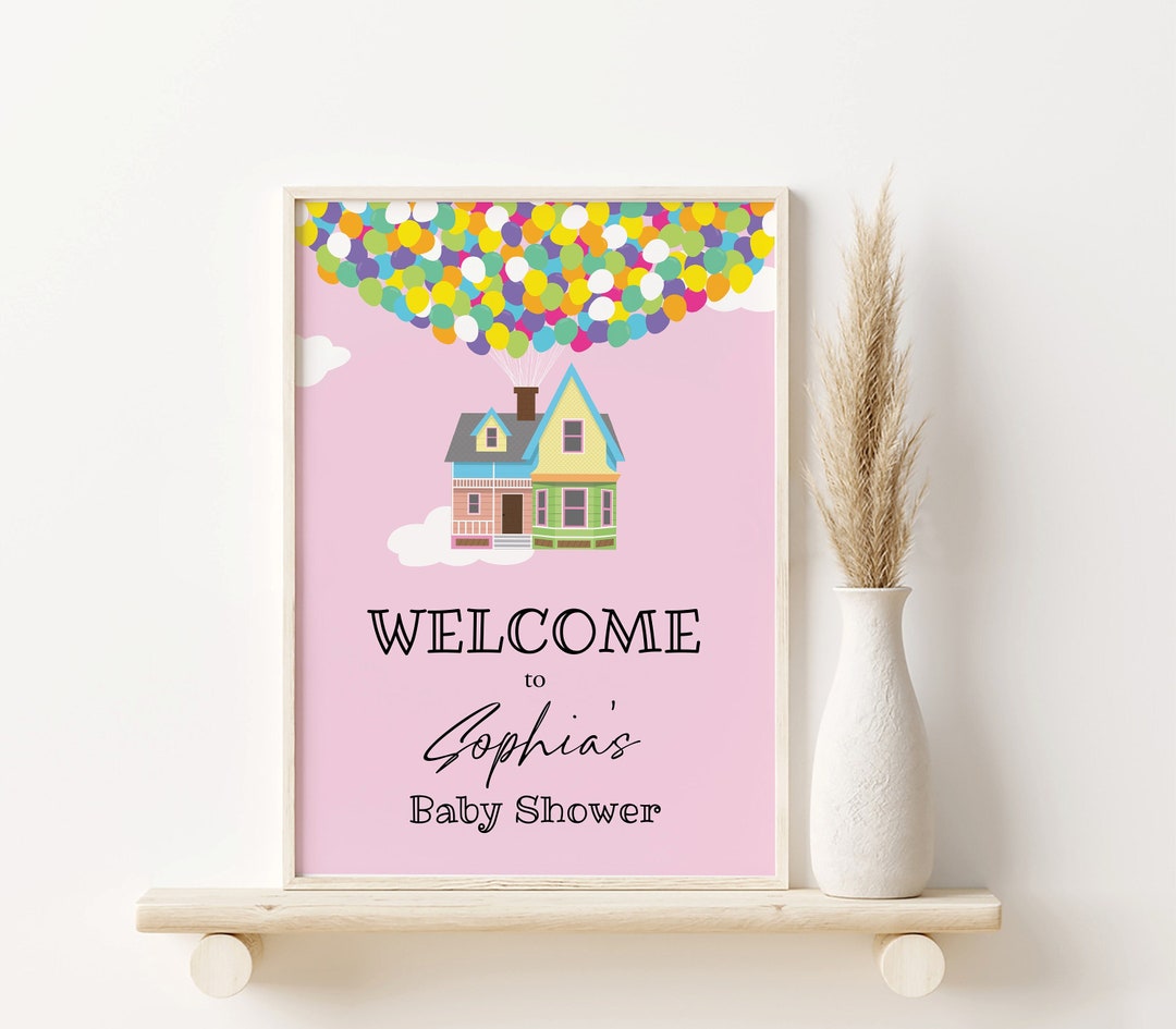 UP Girl Baby Shower Welcome Sign, up Theme Editable Baby Shower ...