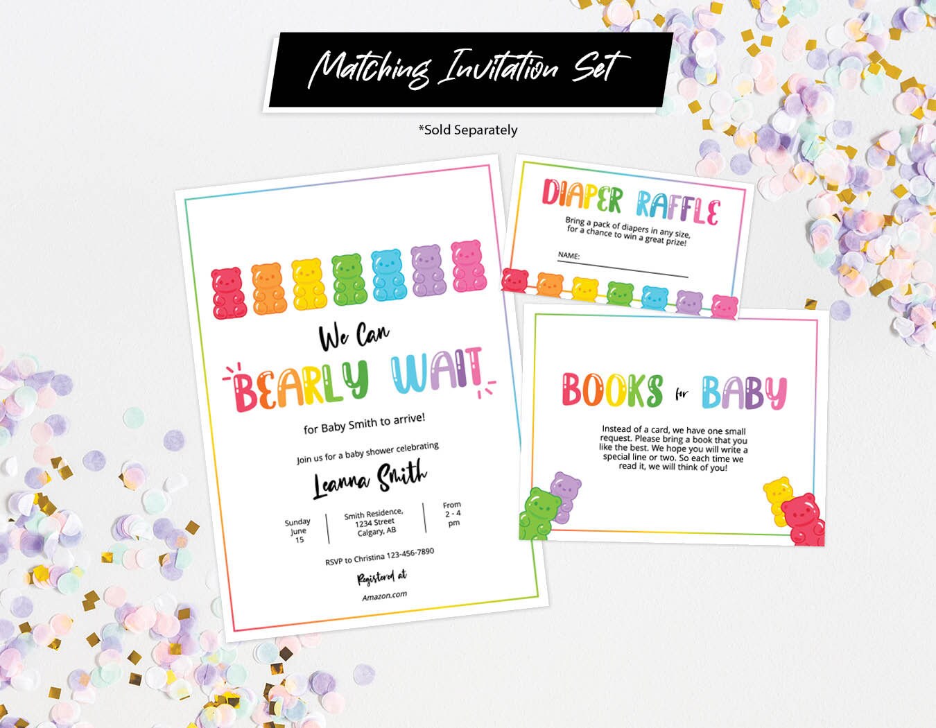 Gummy Bears Books for Baby Insert Card, We Can Bearly Wait, Candyland ...