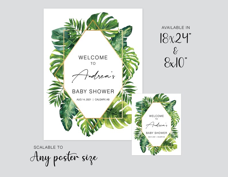 Tropical Plants Baby Shower Welcome Sign Tropical Jungle | Etsy