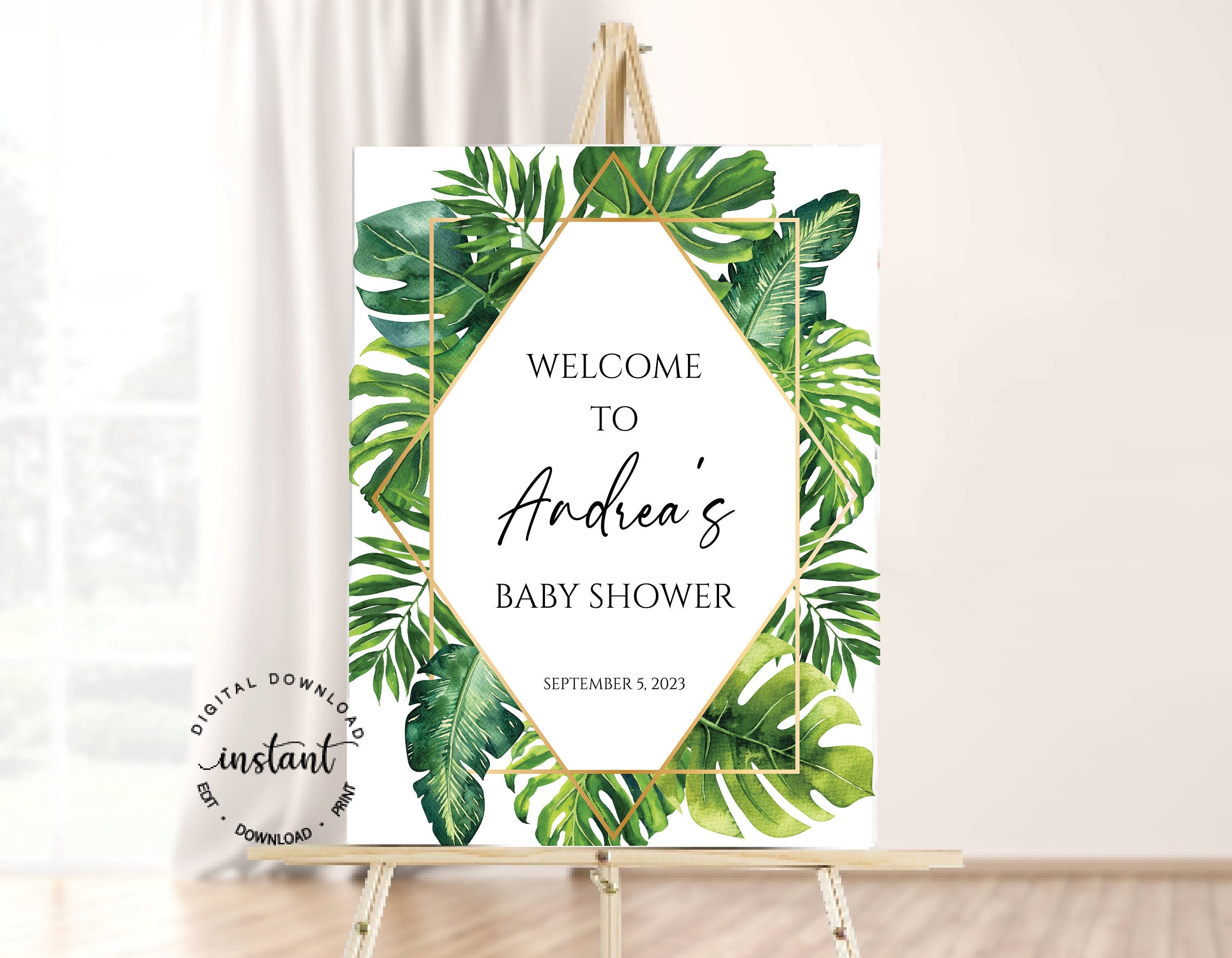 Tropical Plants Baby Shower Welcome Sign Tropical Jungle - Etsy