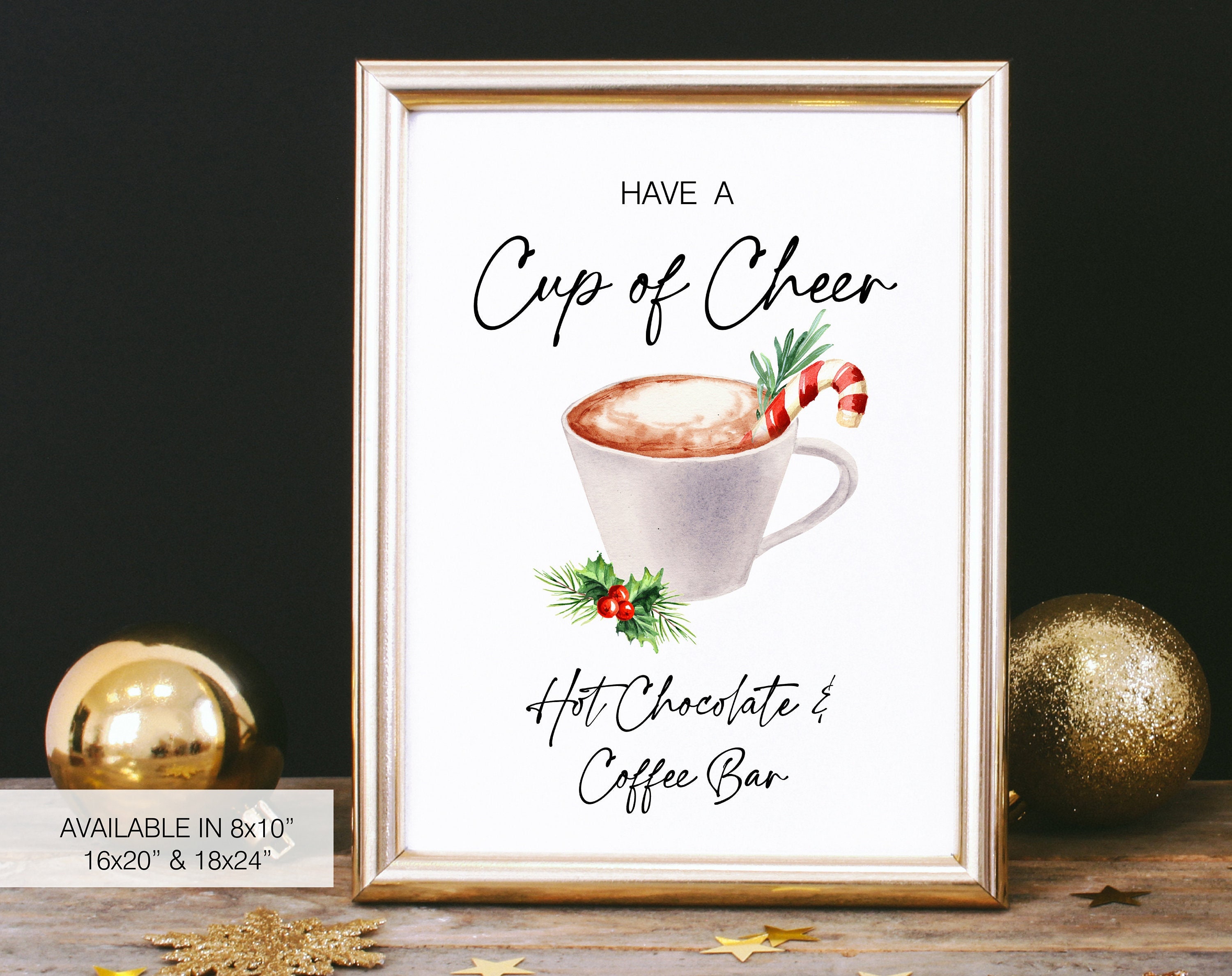 Coffee Bar Hot Chocolate Bar Holiday Party Printable Sign, Bar Poster ...