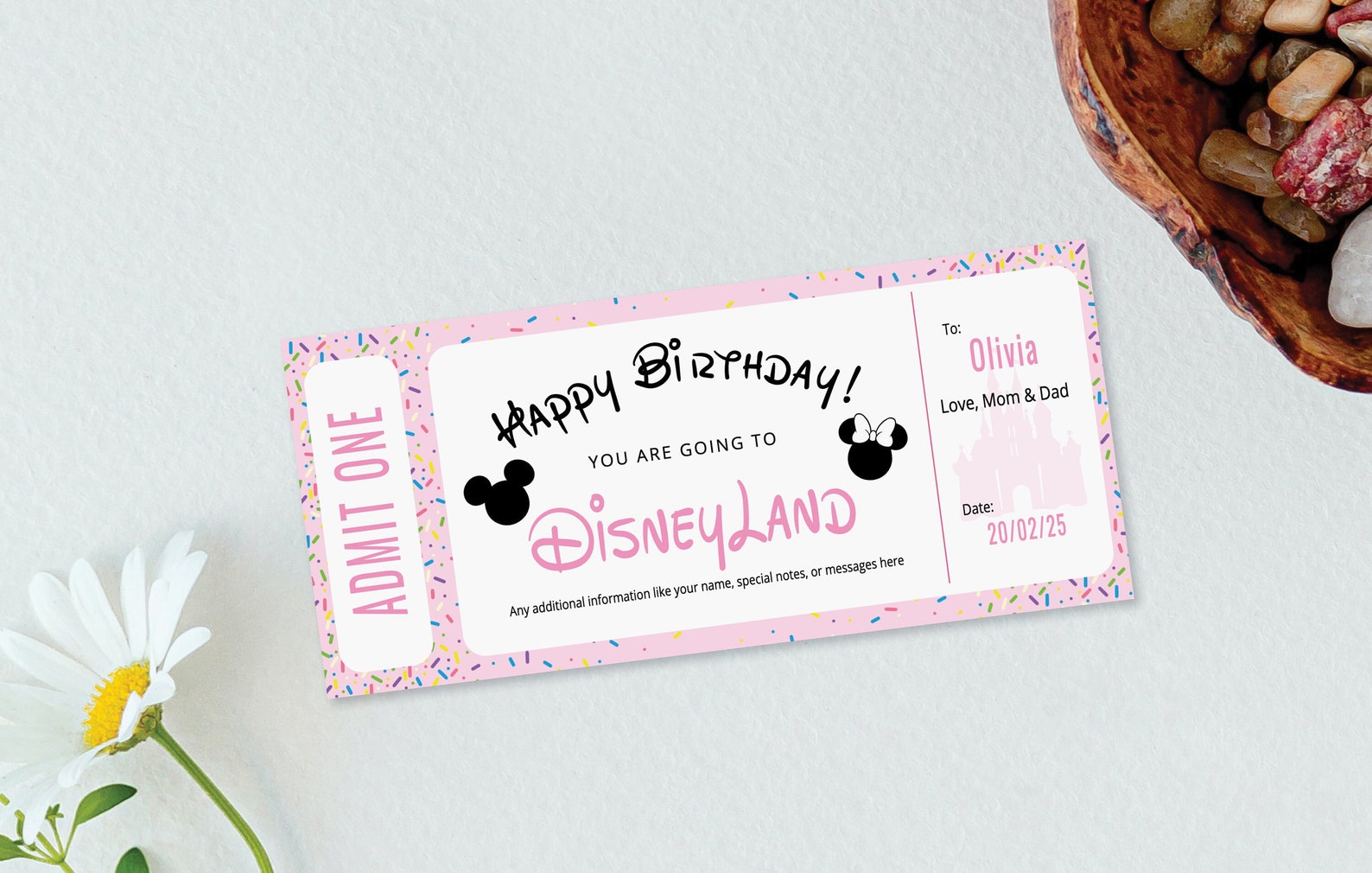 Disneyland Vacation Theme Park Birthday Certificate, Sprinkles Surprise ...