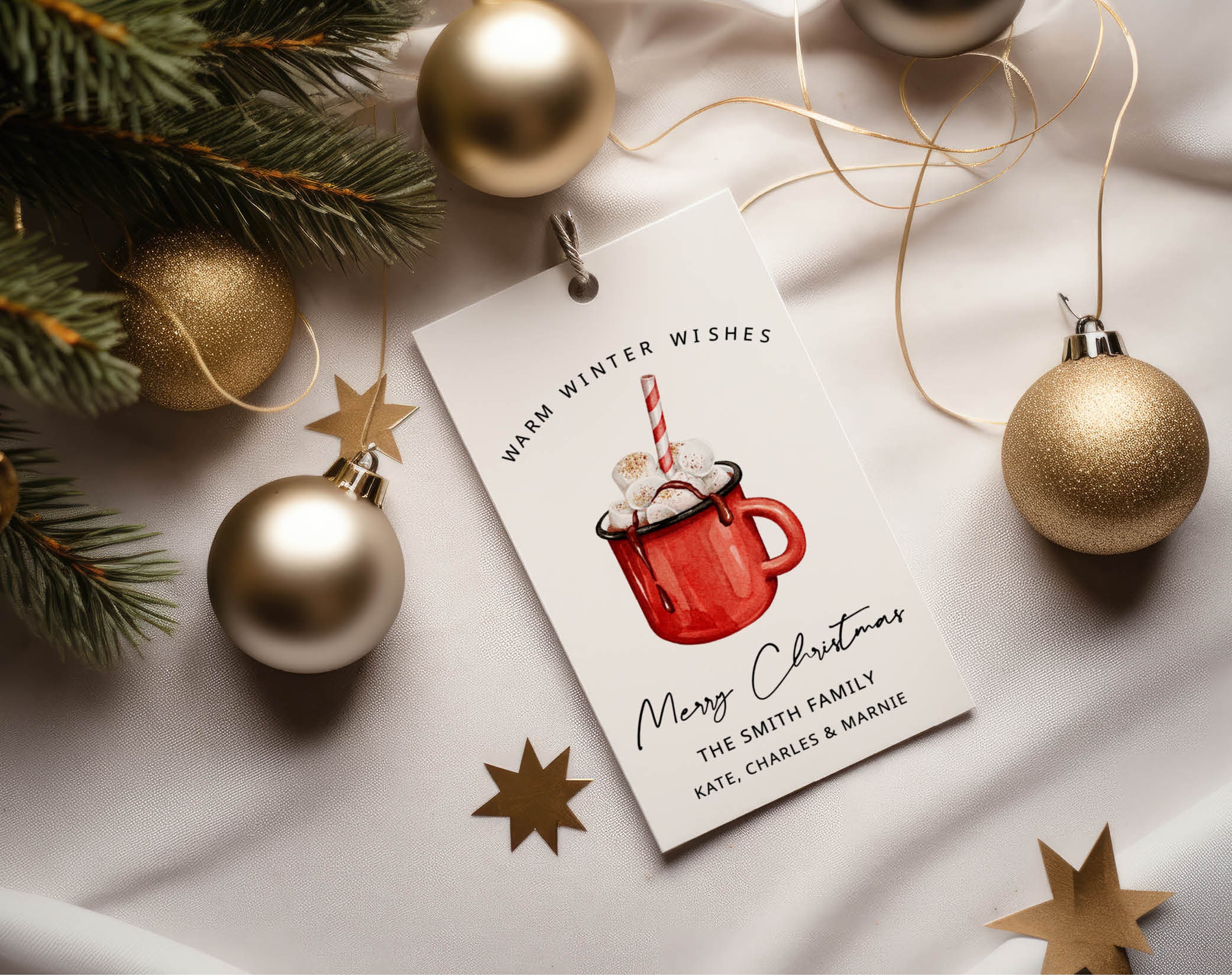 Hot Cocoa Tree Custom Gift Tag, Minimalist, Hot Chocolate, Modern ...