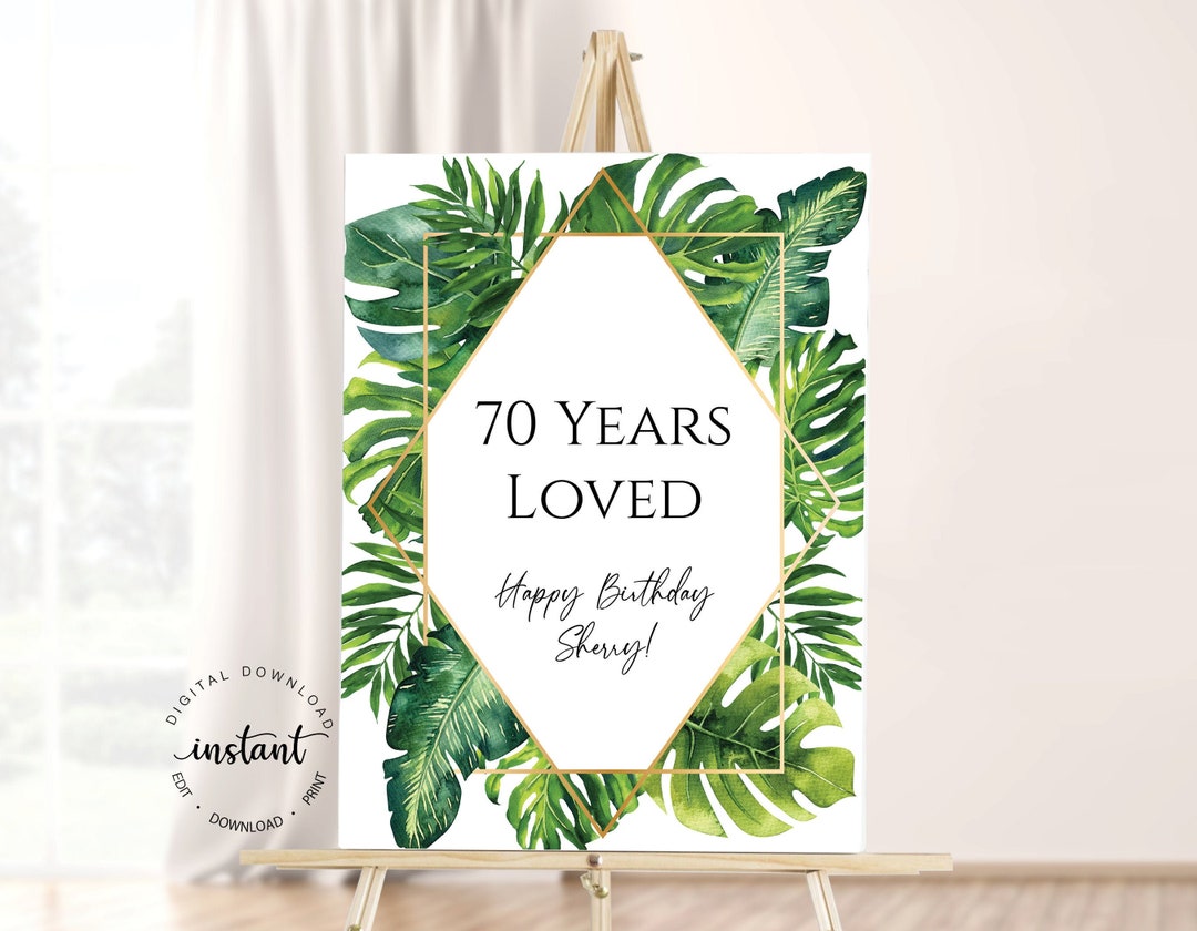 Tropical Birthday Sign, Milestone Anniversary Poster, Custom Party ...