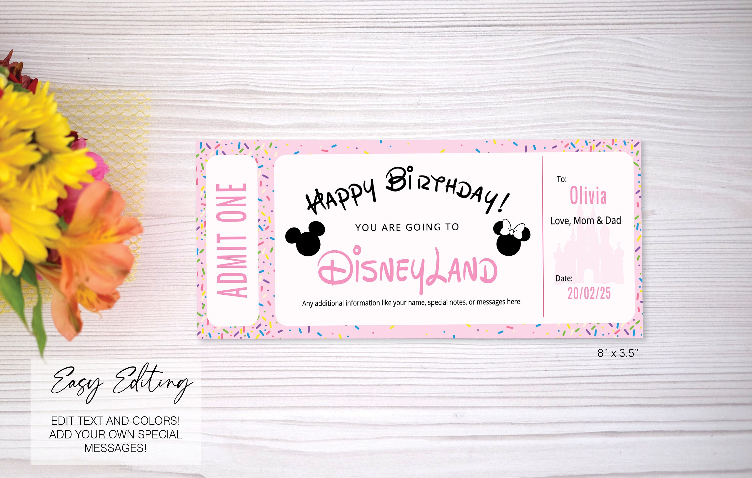 Disneyland Vacation Theme Park Birthday Certificate, Sprinkles Surprise ...