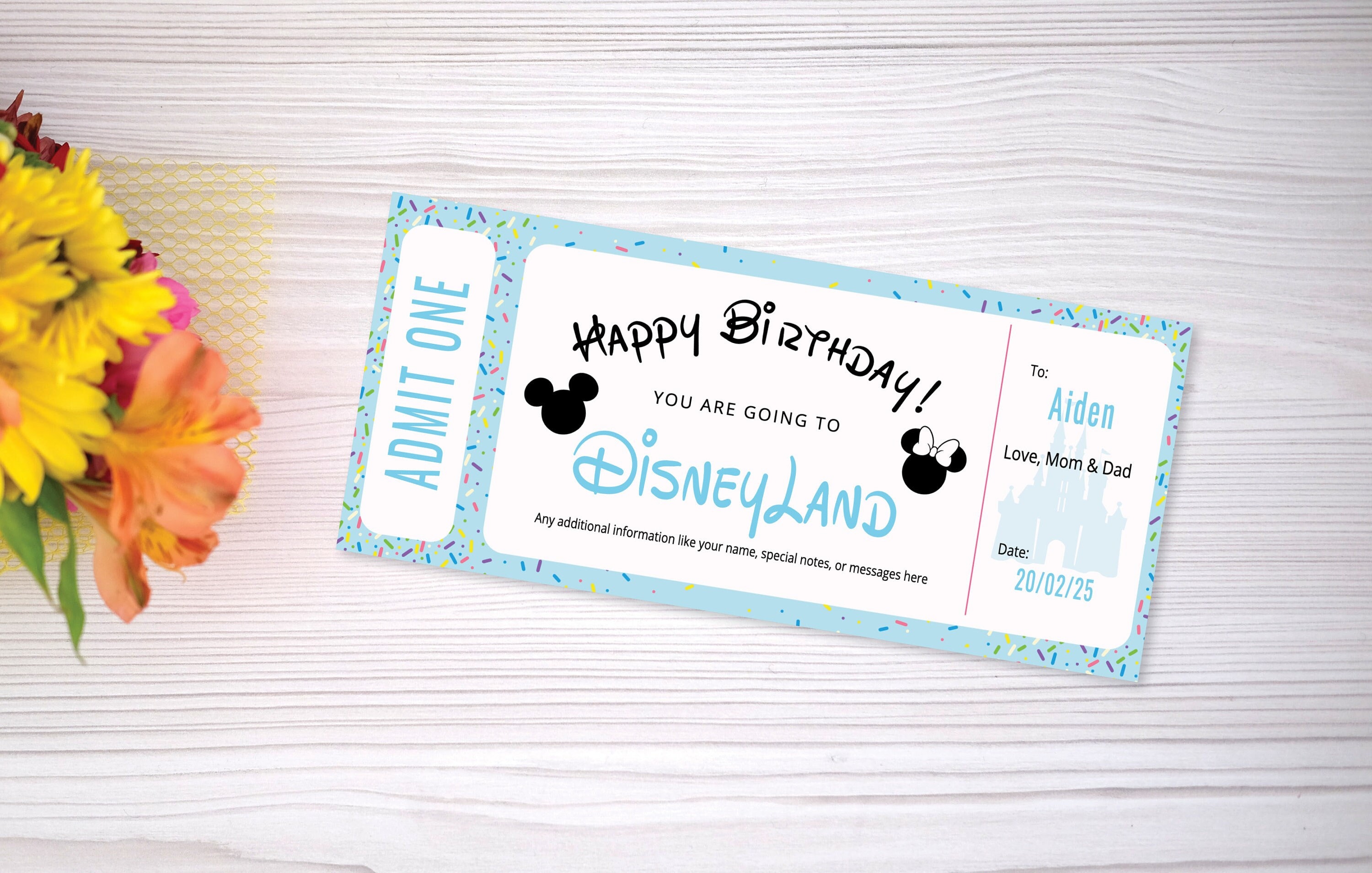 Disneyland Vacation Theme Park Birthday Certificate, Sprinkles Surprise ...