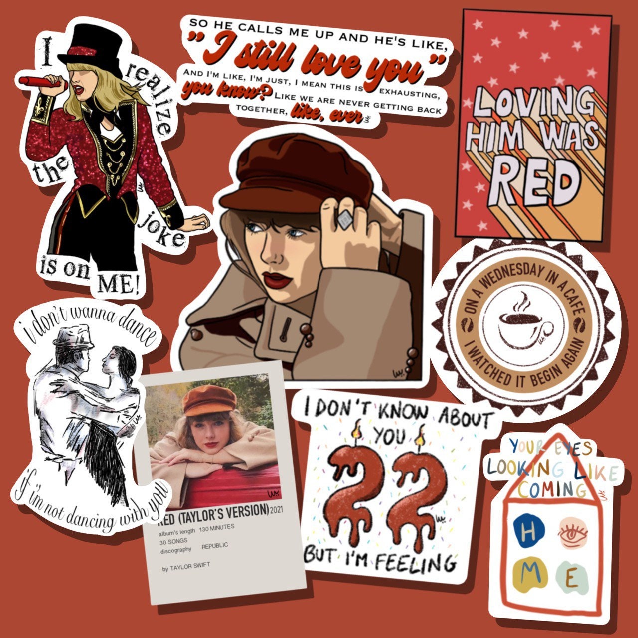 Taylor Stickers red taylors Version | Etsy
