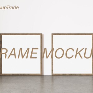 Mockup of Two Square Wooden Frames, Frames Mockup Psd, Wall Art Mockup ...