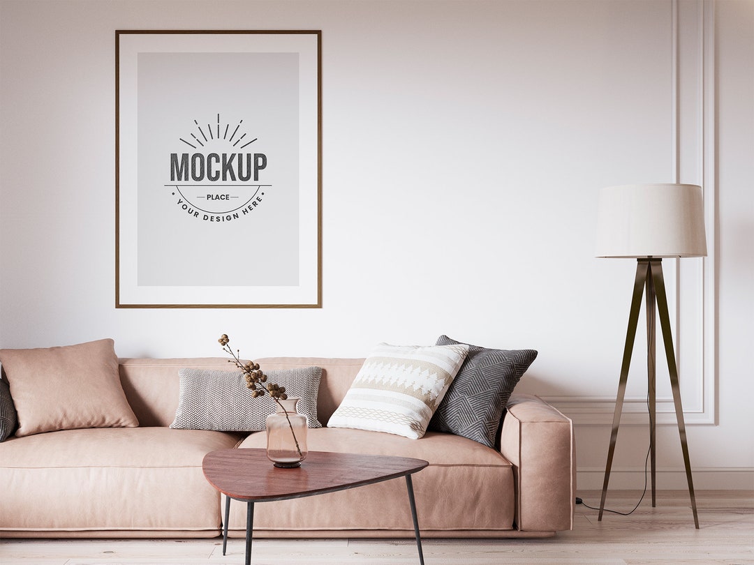 Frame Mockup in Interior, Wall Art Mockup, Wood Frame Mockup, Poster ...