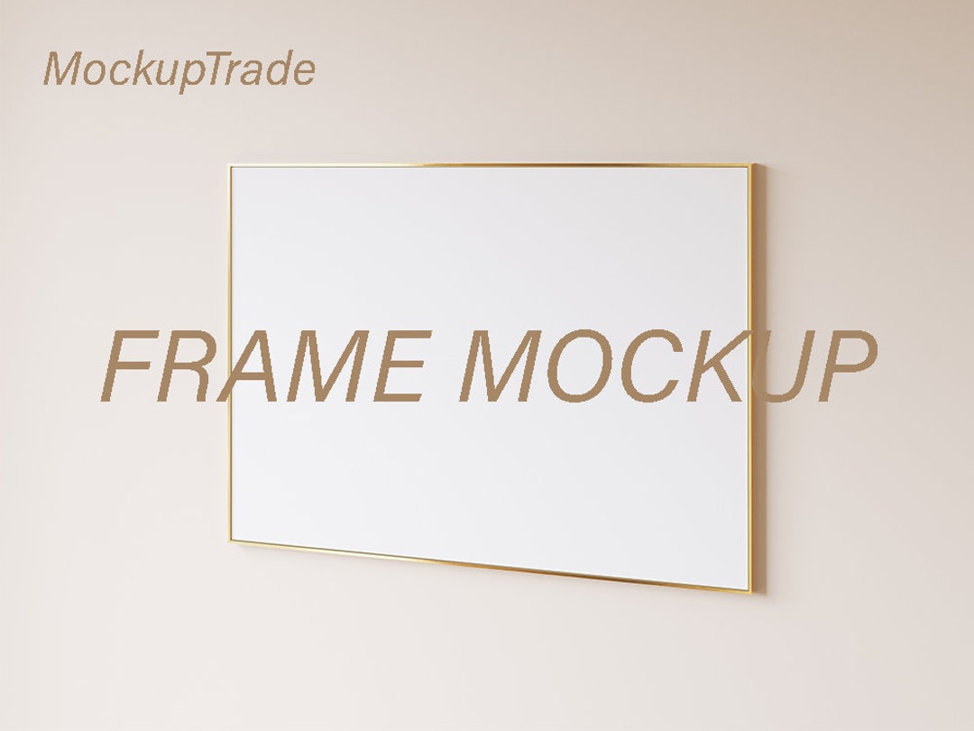 Horizontal Gold Frame Mockup PSD, Wall Art Mockup, Minimalist Frame ...